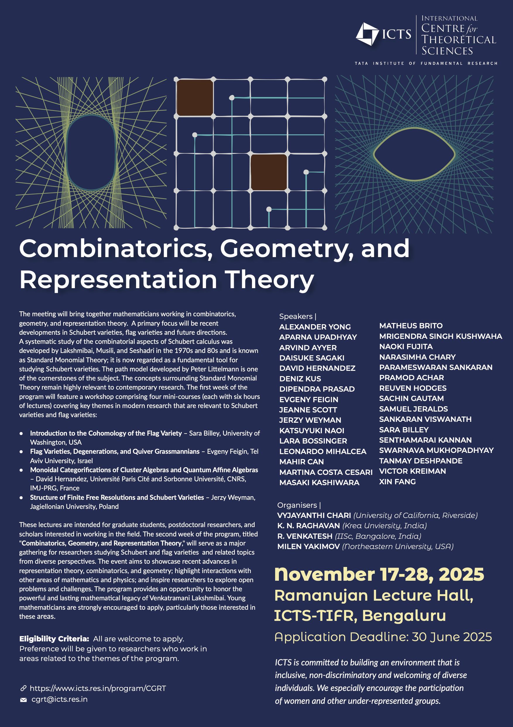 Combinatorics, Geometry, and Representation Theory | ICTS